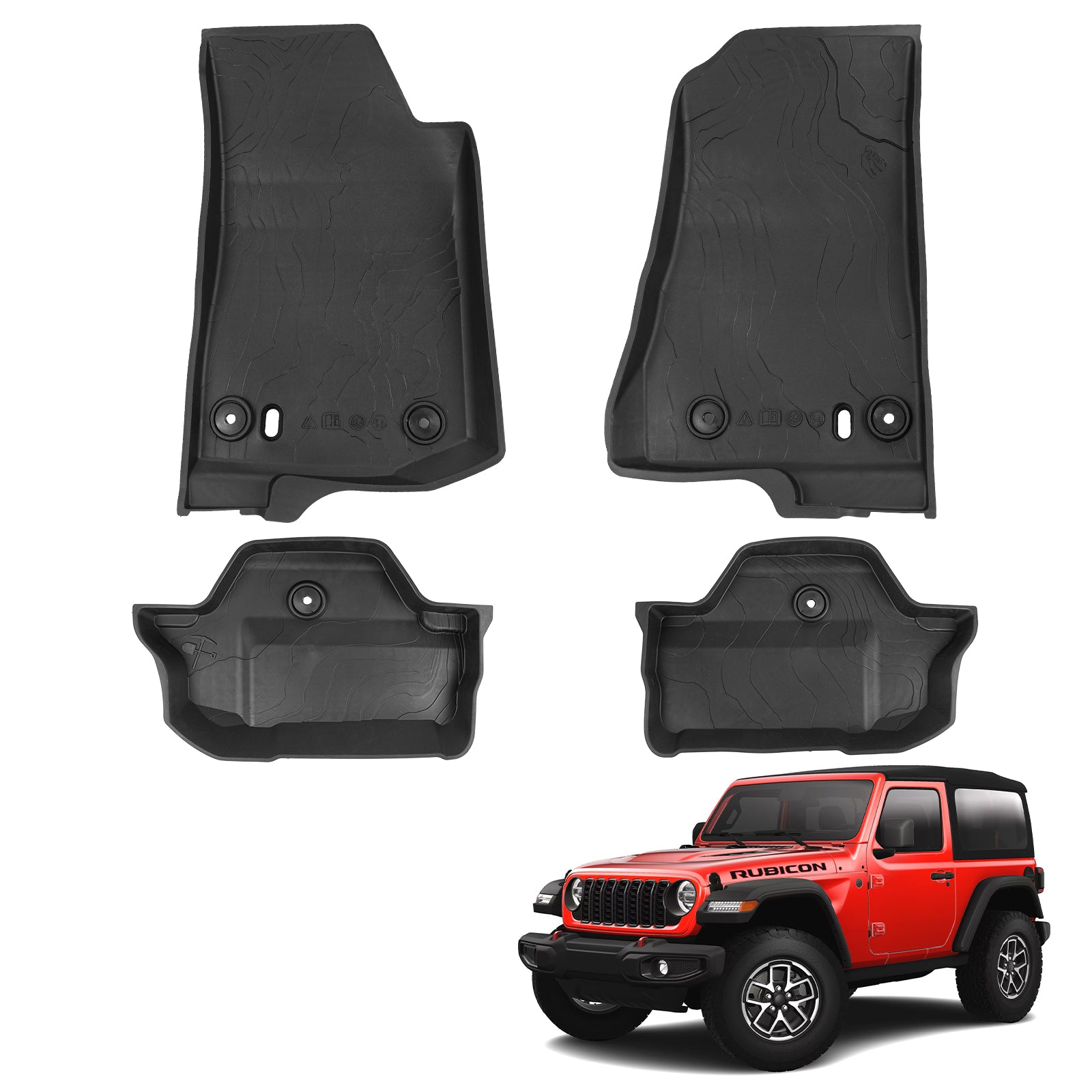 18-25 Jeep Wrangler JL 2-Door All-Weather Front & Rear TPE Floor Mats