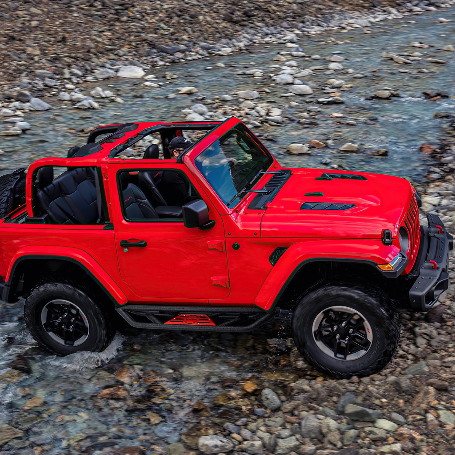 '18-'25 Jeep Wrangler JL 2 Door Black Stainless Steel Side Step Bars ...