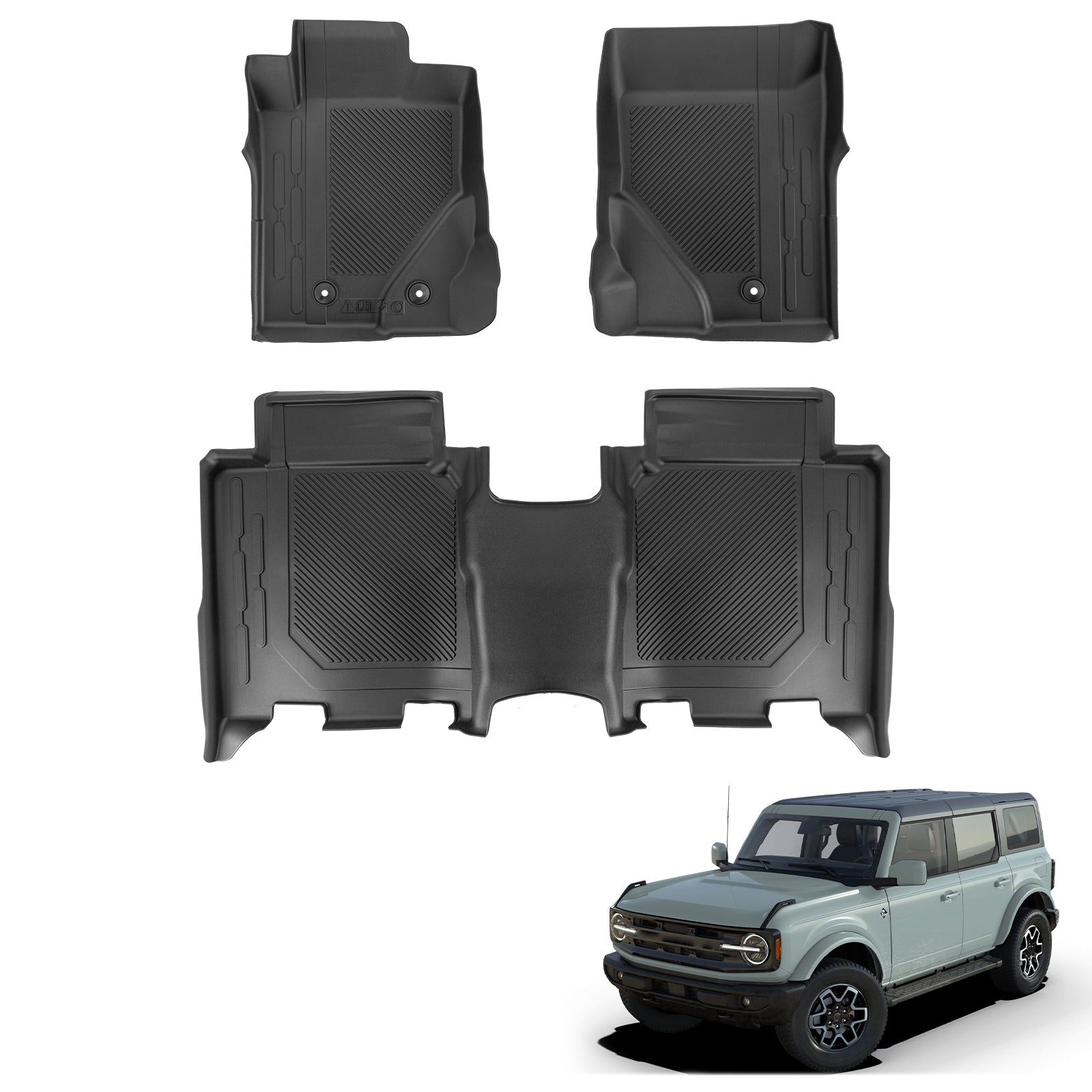 Front Rear Floor Mats for 2021 2025 Ford Bronco 4 Door