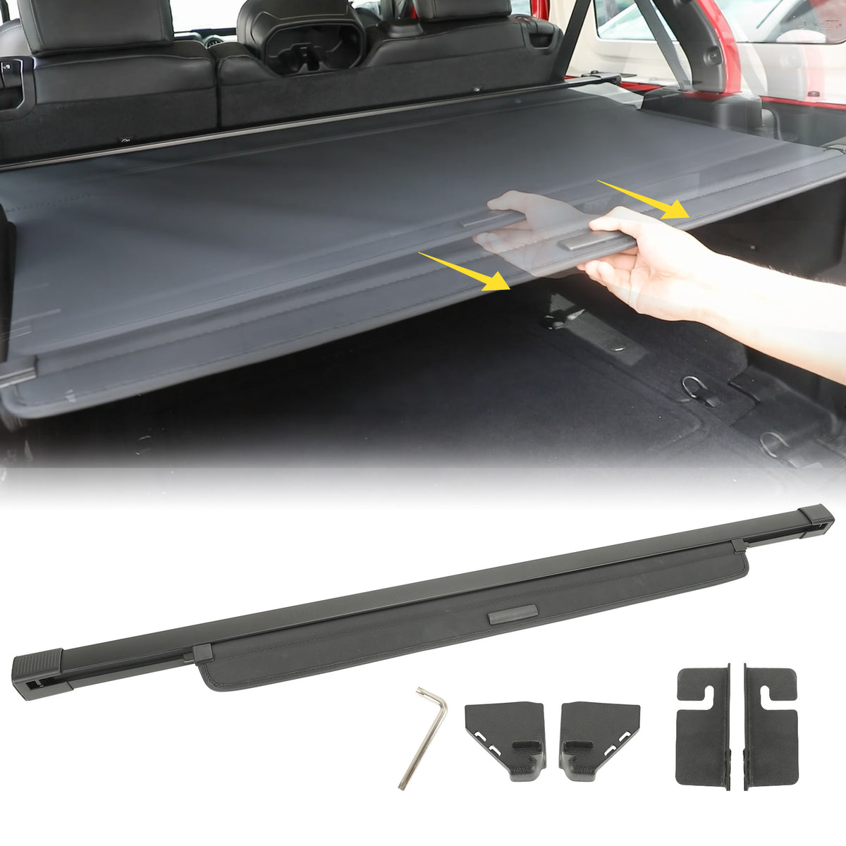 Retractable Cargo Cover Compatible for Jeep Wrangler JLU 4 Doors