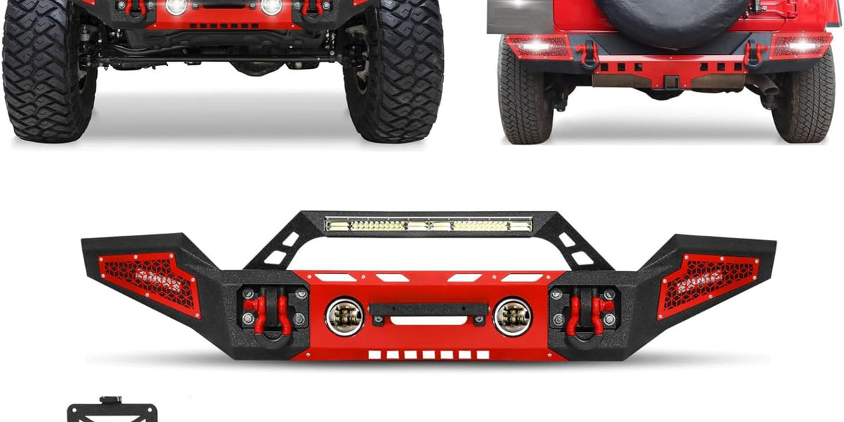 ‘07-’18 Jeep JK/JKU Front & Rear Bumpers with Winch Plate and License