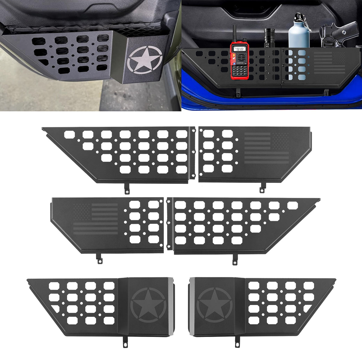 Jeep Metal Front & Rear Door Storage Box for 2018-2026 Jeep Wrangler J ...