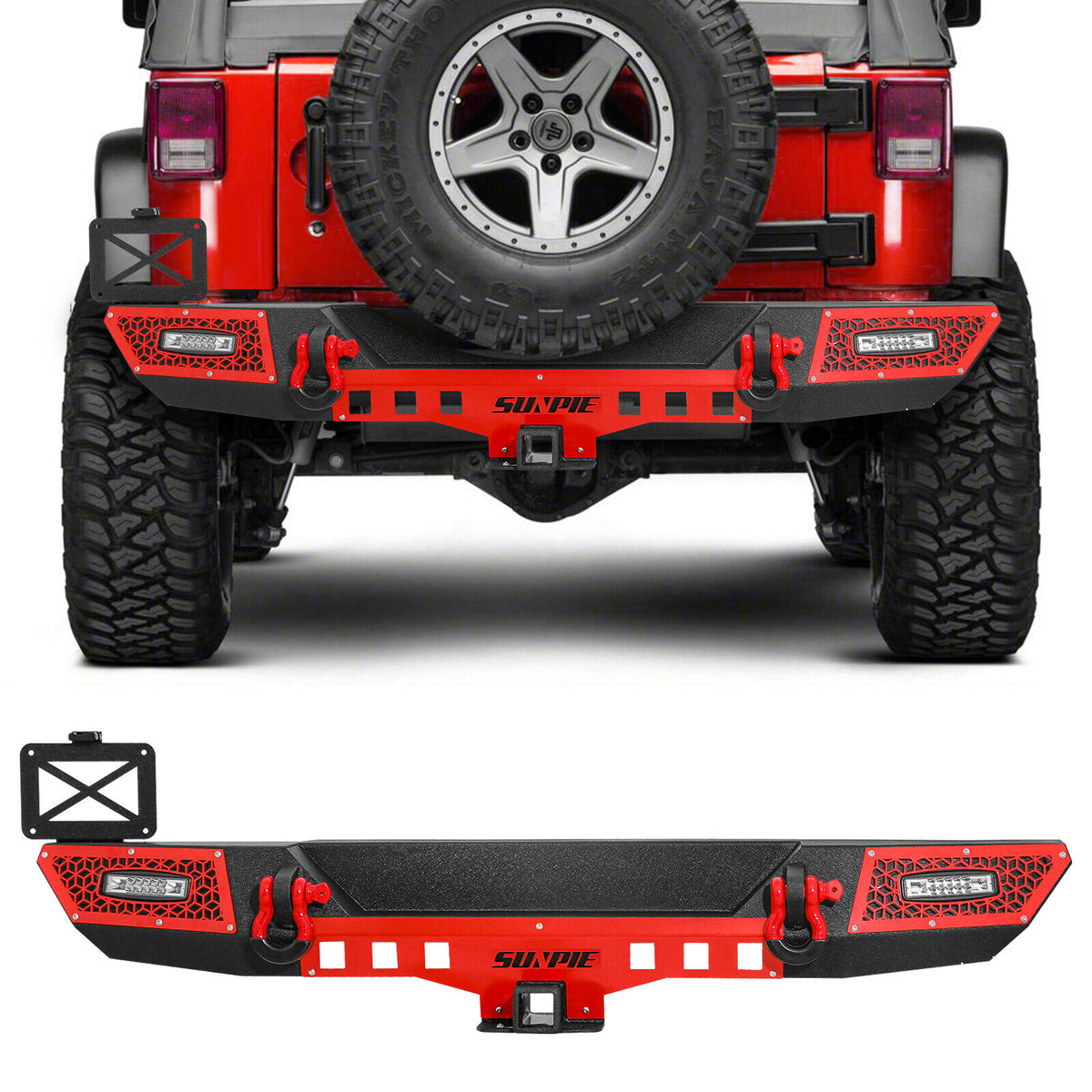 Jeep Wrangler JK/JKU Steel Rear Bumper with License Plate Bracket & Li