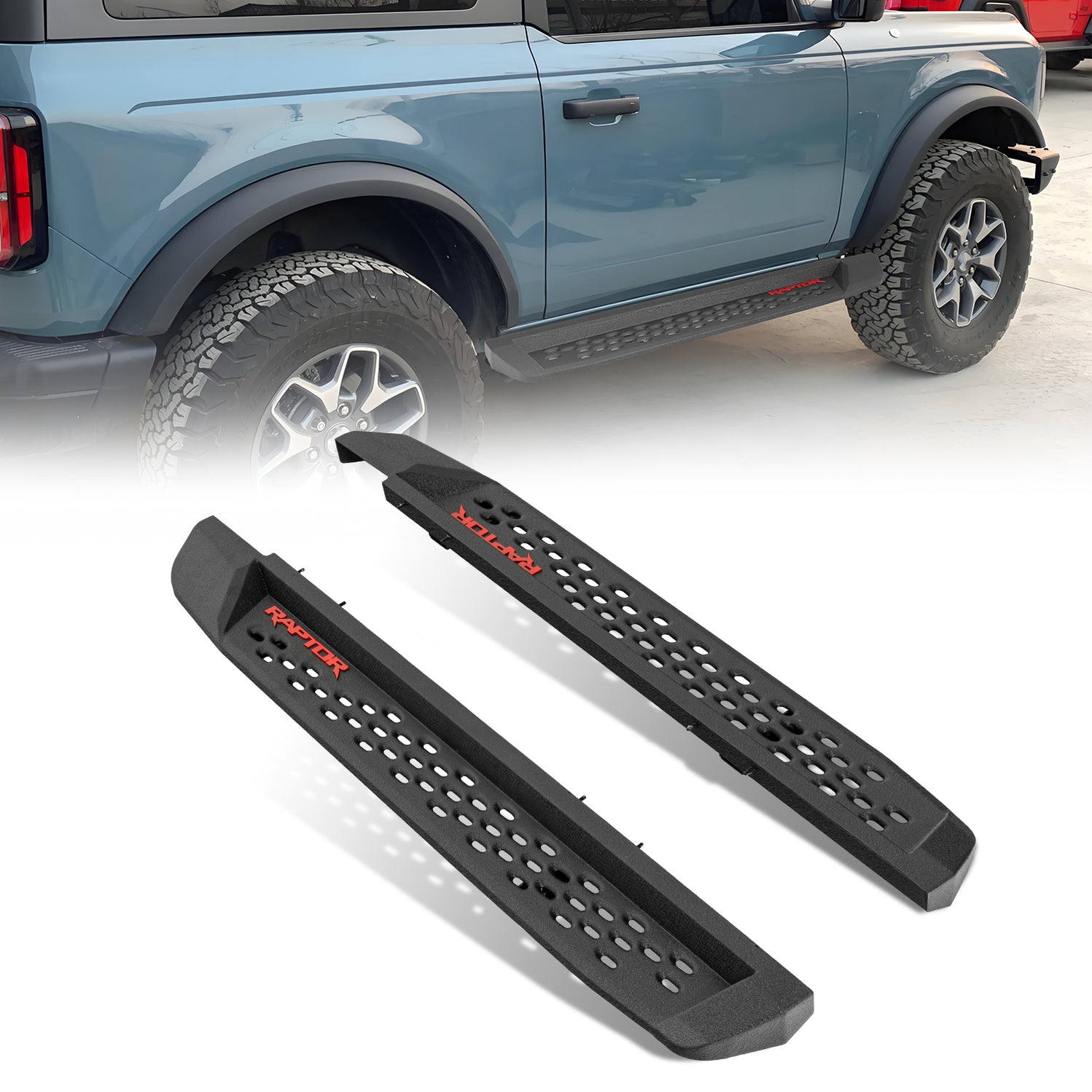 Raptor Style Carbon Steel Running Boards for 2021-2025 Ford Bronco 2-D