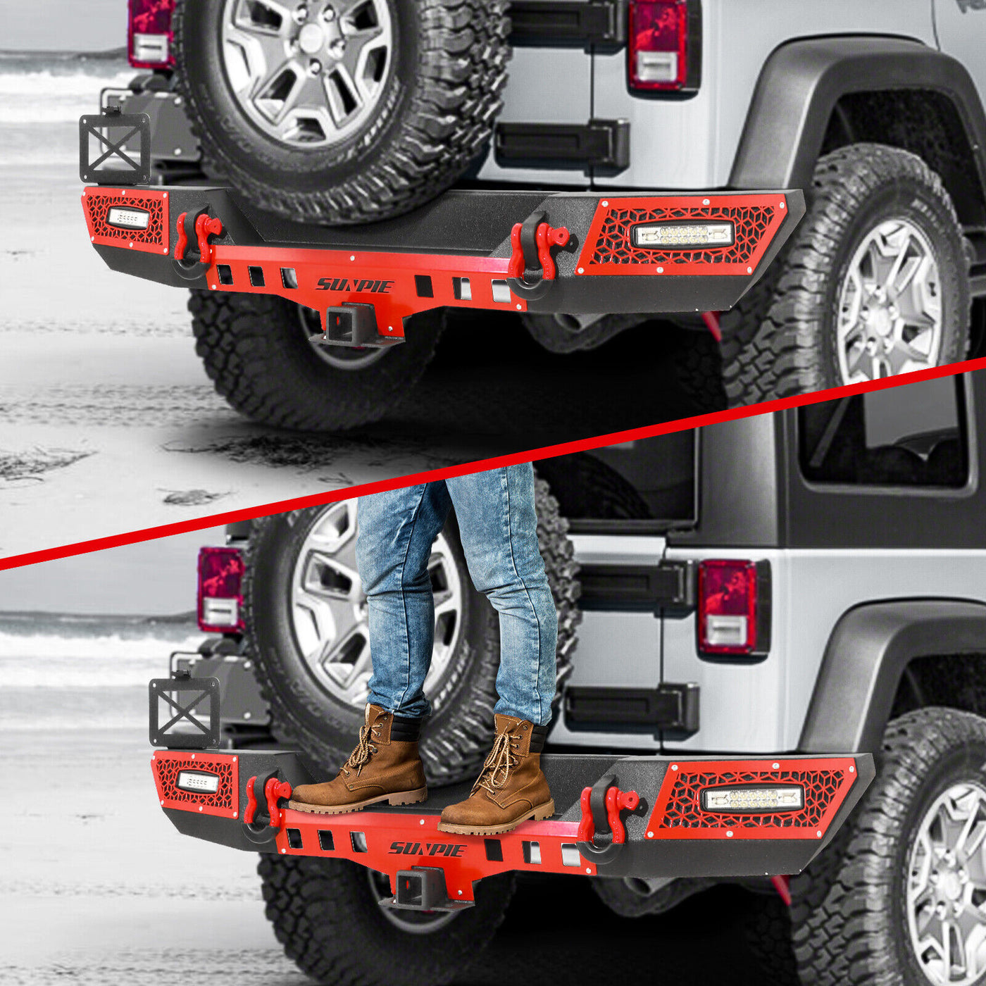 Jeep Wrangler JK/JKU Steel Rear Bumper with License Plate Bracket & Li