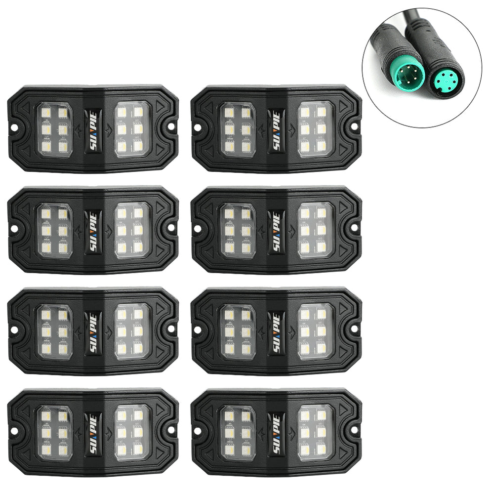 Sunpie 8PCS RGBW Rectangle LED Rock Lights Bluetooth & Remote Controll