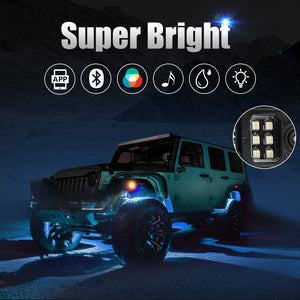 Sunpie 8PCS RGBW Rectangle LED Rock Lights Bluetooth & Remote Controll