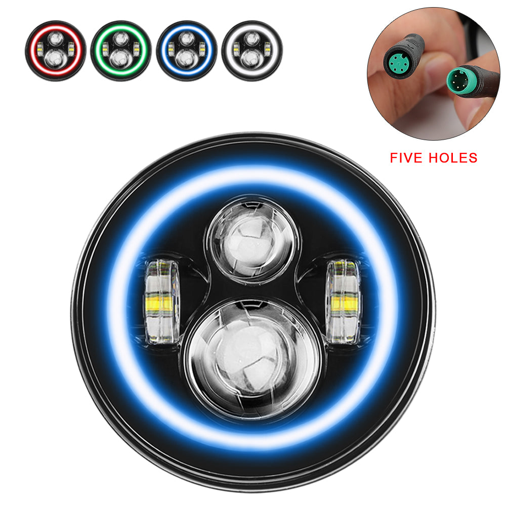 1PCS 5-PIN 7 inch RGBW Halo LED Headlight