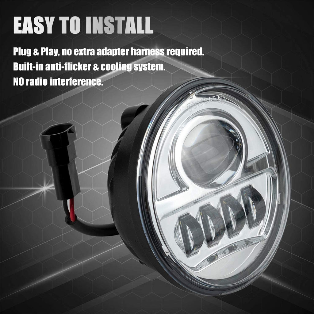 5D Motorcycle 4-1/2" 4.5inch LED Passing Light for Harley Davidson Fo