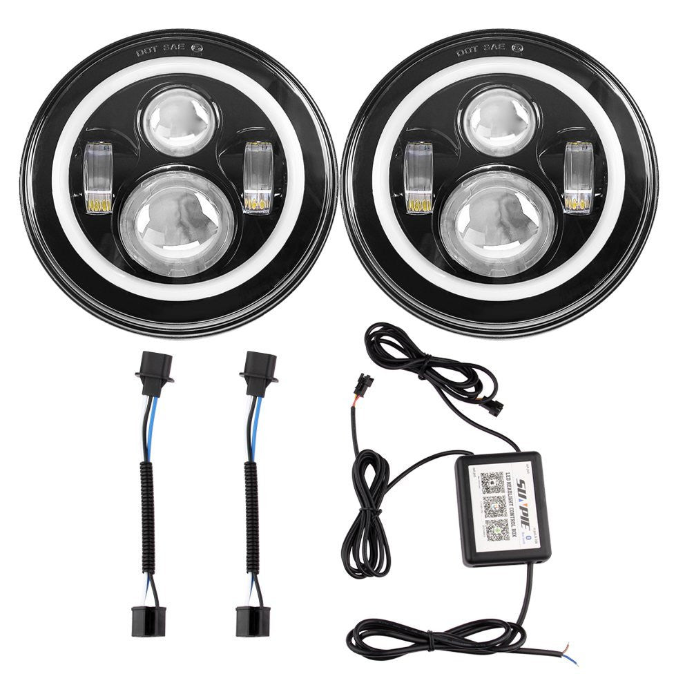 Sunpie 7" RGB LED chasing halo headlights bluetooth control
